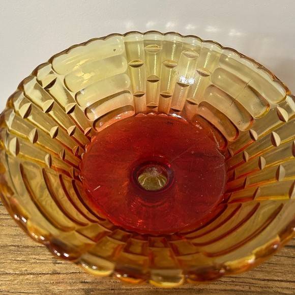 Accents | Vintage Amberina Glass Large Candy Dish Compote Jeanette ...